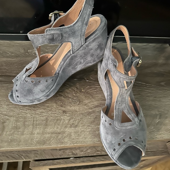 Stonefly | Shoes | Stonefly Brand Blue Suede Wedge Sandals Super Cute ...